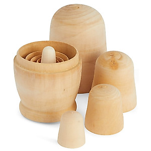 Juvale 5 Piece Set of Unpainted Blank Russian Nesting Dolls for DIY Crafts, Art Projects