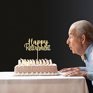 Gyufise Gold Glitter Happy Retirement Cake Topper Retirement Cake Decoration Picks for Retired Party Cake Decoration Party Supplies 1 Pack