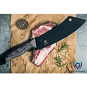 Dalstrong Hybrid Cleaver & Chef Knife - 8 inch - 'The Crixus' - Delta Wolf Series - Ultra-Thin & Zero Friction Blade HC 9CR18MOV Steel - Black Titanium Nitride Coating - G10 Camo Handle - Sheath