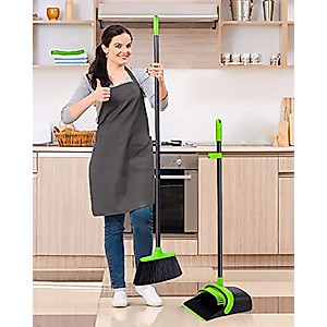 Broom and Dustpan Set, Broom and Dustpan, Broom and Dustpan Set for Home, Upgrade 52" Long Handle Broom with Stand Up Dustpan Combo Set for Office Home Kitchen Lobby Floor Use, Dust pan and Broom Set
