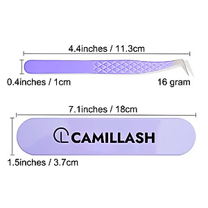 Fiber Tip Lash Tweezers For Eyelash Extension Tweezers Professional Artist Tech Work Kit Tools,Best Volume Eyelash Lashes Extensions Purple Tweezers Precision Supplies(Boot)