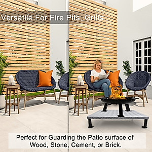 FEBTECH Portable Fire Pit Deck Defender & Grass Guard Heat Shield 25" for an Outdoor Fire Pits, Diamond-Plated Aluminum with Steel Frame Underneath to Protect Composite Wooden Deck, Patio, and Camping