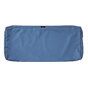 Classic Accessories Ravenna Water-Resistant 48 x 18 x 3 Inch Outdoor Bench/Settee Cushion Slip Cover, Patio Furniture Swing Cushion Cover, Empire Blue, Patio Furniture Cushion Covers