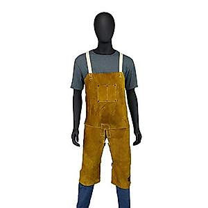 IRONCAT 7011 Leather Split Leg Bib Apron – 24in. x 42 in. Welding Chaps with Anodized Snaps and Rivets, Kevlar Sewn, Split Cowhide Leather. Welding Protection Apparel