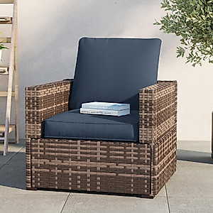 Naga Bahna Outdoor Deep Seat Cushions 24 x 24 Inch Waterproof & Fade Resistant Replacement Patio Chair Cushions with Removable Cover (Nave Blue)