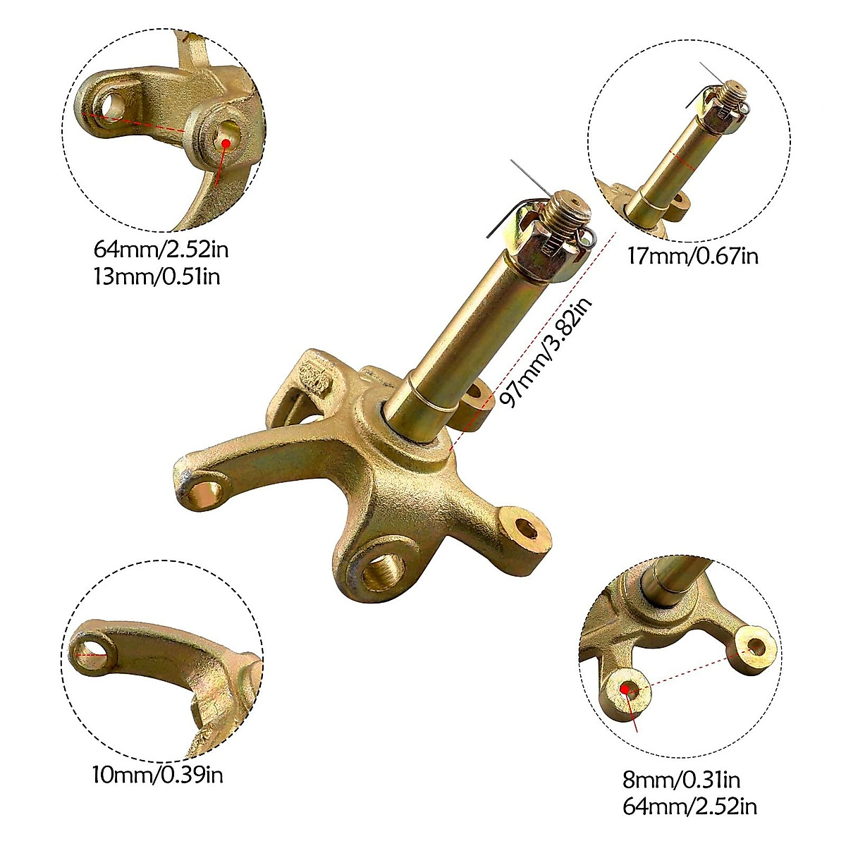 CWTD 17mm Left & Right Front Wheel Steering Knuckle Spindle for 70cc110cc 125cc ATV Quad Wheel Hub Go Kart ATV Quad Buggy