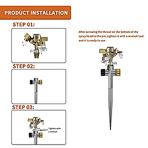 VLAY 1/2 Inch Heavy Duty Brass Impact Sprinkler with 0-360 Degree Adjustable Circular Cover Jet Pattern, Watering Sprinkler for Large Area Lawn, Garden and Yard Irrigation