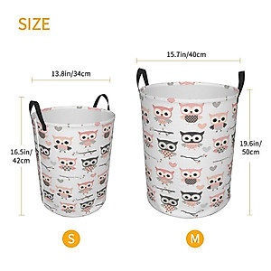 Foruidea Owl Laundry Basket,Laundry Hamper,Collapsible Storage Bin, Oxford Fabric Clothes Baskets,Nursery Hamper For Home,Office,Dorm,Gift Basket