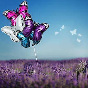 Sumind 10 Pcs Butterfly Balloons Butterfly Birthday Helium Foil Balloon Kit Butterfly Party Decoration for Butterfly Party Supplies Wedding Birthday