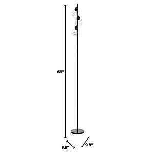 EDISHINE Industrial Floor Lamp for Living Room, Farmhouse 3-Light Tree Standing Lamp with 3 LED Bulbs & Adjustable Rotation Heads, Tall Vintage Pole Light for Bedroom, Reading Room, Office, Hotel