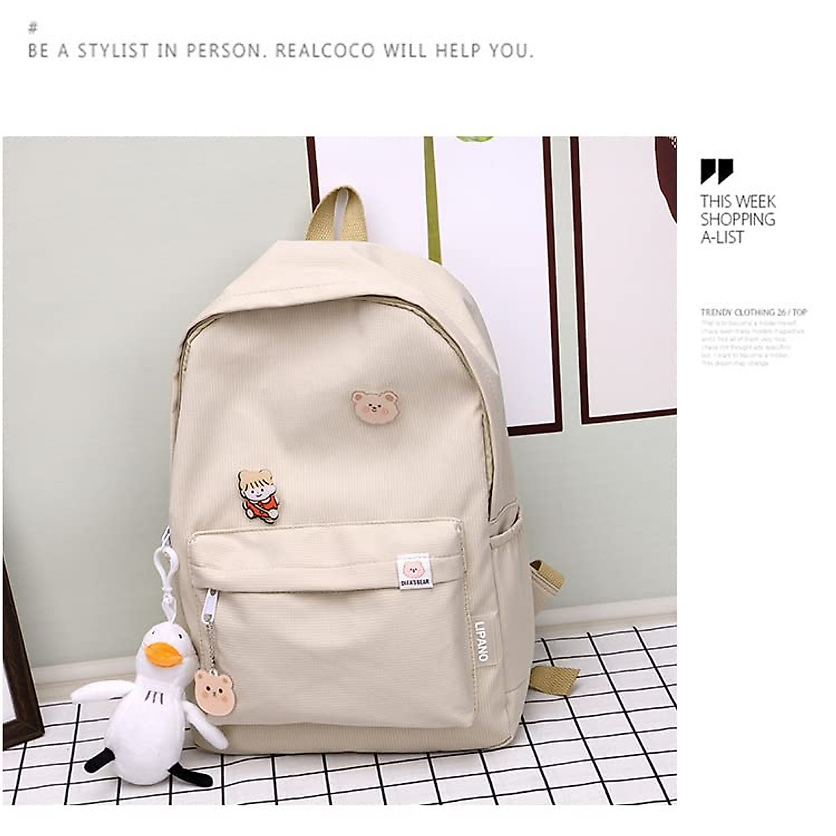 DIRUQSD Backpack for Girls Kids Large School Bags for Teenage Girls with USB Port Canvas Schoolbag (White)Backpacks for Girls,School Backpack Travel Backpacks Bookbag for Women & Me