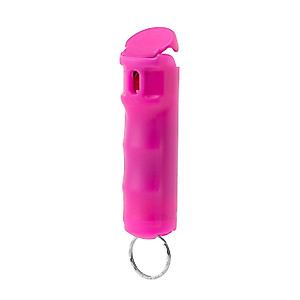 Mace Brand Maximum Strength Pepper Spray with KeyGuard Hard Case (Hot Pink) – Accurate 10’ Powerful Pepper Spray, Flip Top Safety Cap, Leaves UV Dye on Skin – Great for Self-Defense