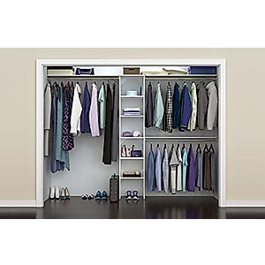 ClosetMaid SuiteSymphony Wood Closet Organizer Kit with Tower, 3 Hang Rods, Top Shelves, Adjustable, Fits Spaces 5 - 9 ft. Wide, Pure White