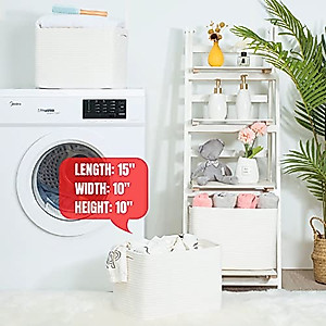 MINTWOOD Design 3-Pack Storage Baskets for Shelves, Playroom and Classroom Storage Basket, Book Basket, Decorative Storage Cube Bins, Woven Closet Organizers, Baby Nursery Baskets, Creamy White