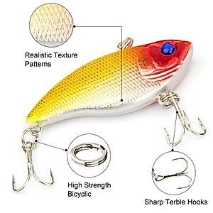 Fishing Lures Rooster Tail Bass Trout Hard Spinner Blade Baits with Feathers Fishing Lure Bass Crankbait Fishing Spinner Blade for Bass Fishing Lure Kit with Tackle Box