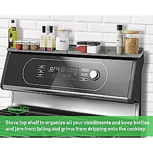 Gtonksye Stove Top Shelf, 30 Inch Spice Organizer, Oven Rack with Magnetic Silicone Material, for Kitchen Stove Top Organizer Spice and Seasoning Bottles (Dark Gray)