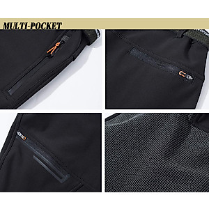 TACVASEN Men's Hiking Pants Quick Dry Fishing Camping Travel Pants Reinforced Knees Black, 30