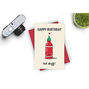 Happy Birthday Hot Stuff Birthday Card | Funny Birthday Card for Boyfriend Husband | Bday Greeting Card for Him Her
