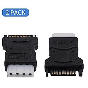 Duttek SATA Male to molex Female Adapter, SATA to LP4, molex to SATA Power Adapter,15Pin SATA Male to 4 Pin IDE Female Adapter Connector Apply to Connector for Hard Drives (2 Packs)