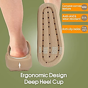 EQUICK Slippers for Women and Men Shower Quick Drying Bathroom Sandals Open Toe Soft Cushioned Extra Thick Non-Slip Massage Pool Gym House Slipper for Indoor & OutdoorU220SYSTX-Milk tea-44-45