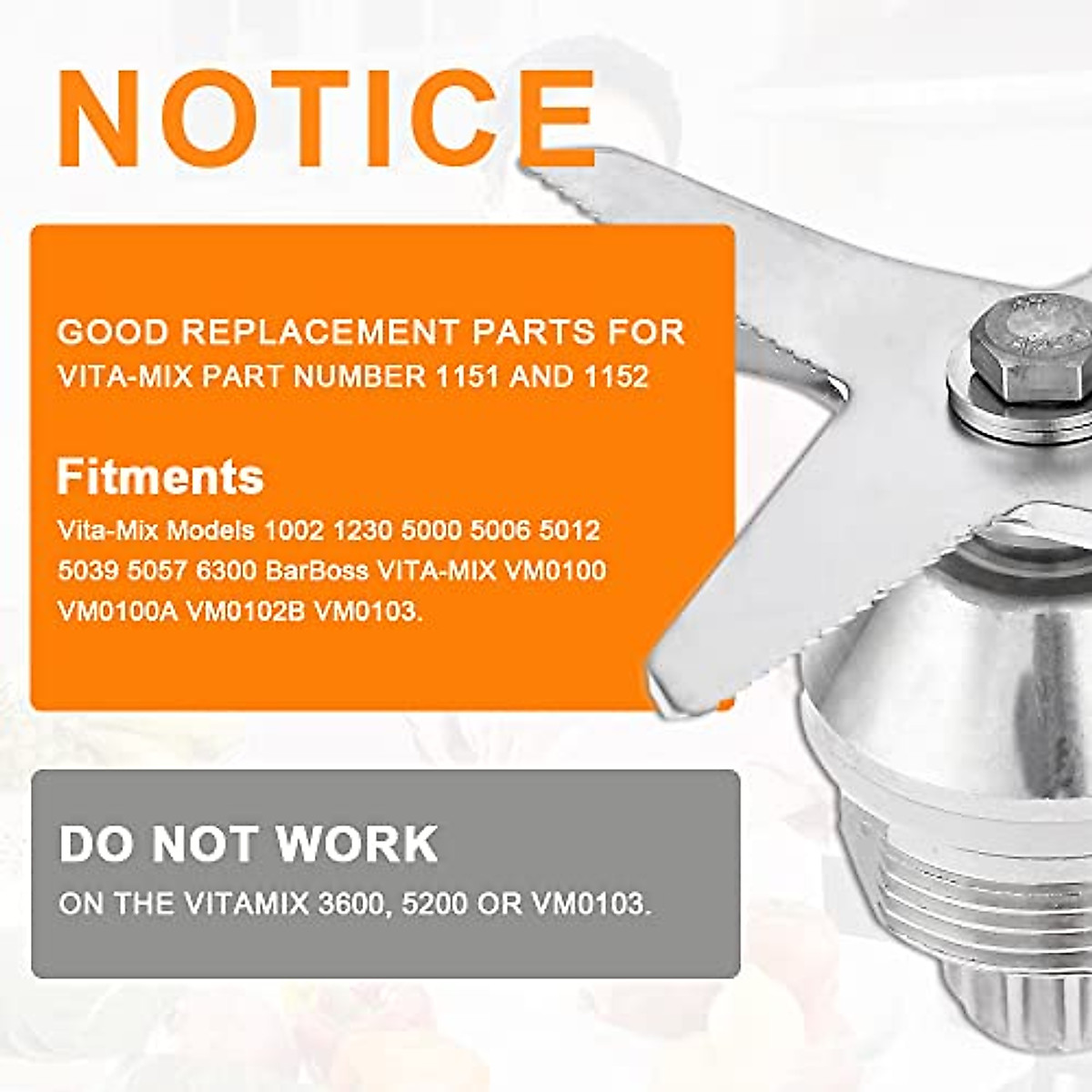 Hicello Wet Blade Assembly, Stainless Steel Blender Replacement Parts, Six Blades Blender Blade Compatible with Vitamix 1151,1152