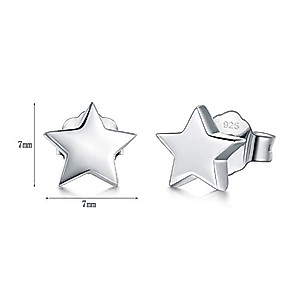 925 Sterling Silver Stud Earrings, BoRuo Star Stud Earrings
