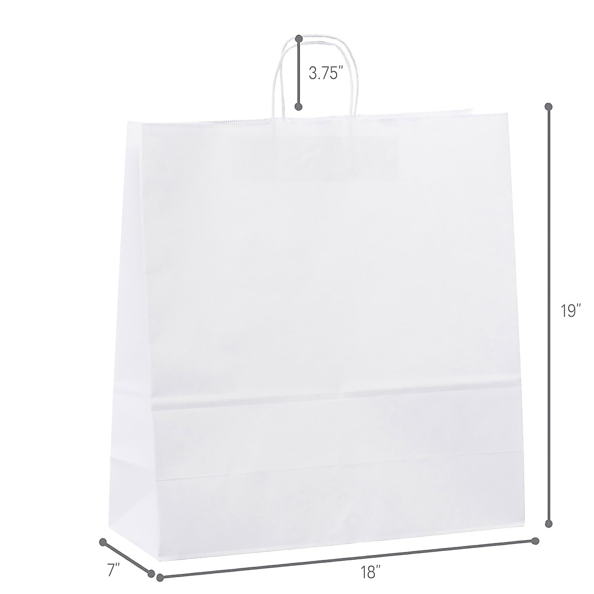 50 Pcs White Paper Bags with Handles, Small Gift Bags in bulk, Kraft Bags, Retail Bags, Merchandise Bags, Shopping Bags, For Weddings, Birthdays, Small Business - 18 x 7 x 19 Inches – Creative Bag