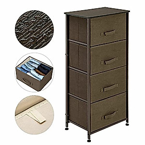 MAXCBD Nightstand Bedside Table Drawer Cabinet 4-Drawers Fabric Cabinet Bedside Table Storage Unit Metal Frame Organiser Chest Drawer Storage Dresser Storage Tower Dresser