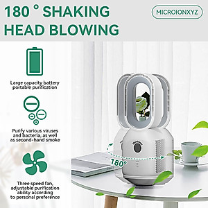 Microionxyz F8-AR Anion fans，air purifier machine ，No Consumables，Remove smoke，pollen，odor，suitable for Living room, office,automotive，travel，petting room, (F8-purifier)