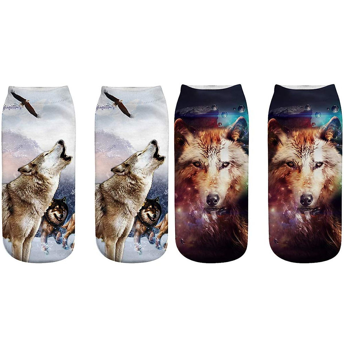 Angelteers 3D Wolf Ankle Socks Funny Animal Graphic Summer Short Socks for Boys (3D Wolf), Shoe Size: 3-7