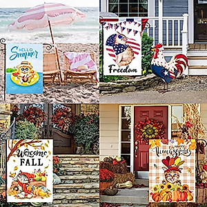 CDLong Welcome Cat Seasonal Garden Flags Set of 11 Double Sided 12 x 18 Inch Yard Flag,small garden flags for outside, Christmas Spring Seasonal Flag for Outdoor Holiday Decorations