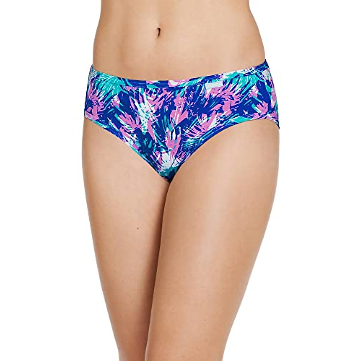 Jockey Women's Underwear Elance Bikini - 3 Pack, Softest Teal/Belvedere Violet Stripe/Tropical Burst, 6
