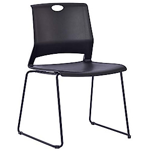 Sidanli Stacking Chairs Stackable Waiting Room Chairs Conference Room Chairs-Black (Set of 4)