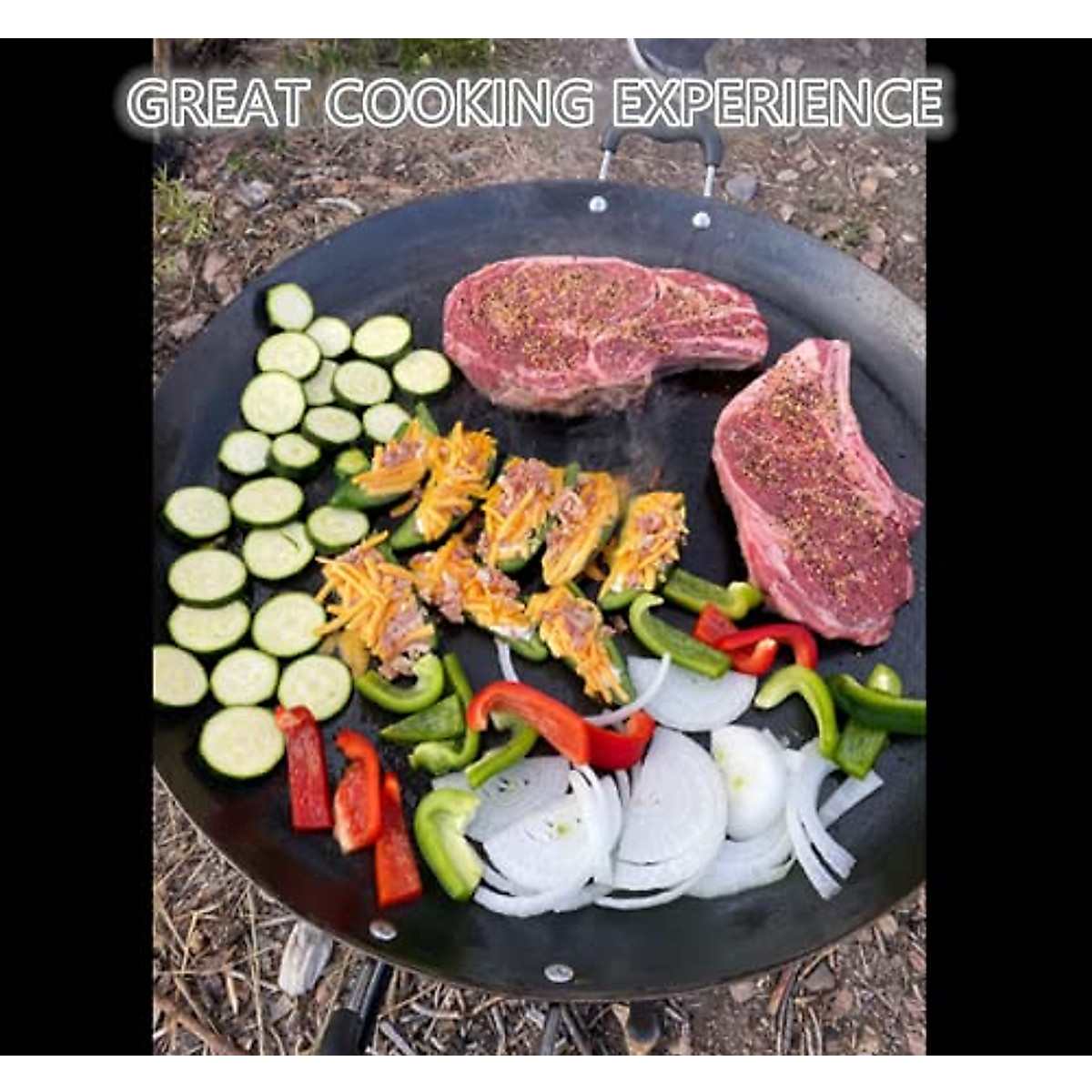 Onlyfire Paella Burner and Stand Set with 21 Inch Frying Pan and Reinforced Legs, GS300 Outdoor Cooking System Portable Propane Cooker with Wok for Backyard Camping RV