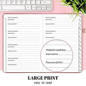 DRAPHY Password Book with Alphabetical Tabs. Medium Size Internet Password Keeper for Logins, and Web Addresses. Leatherette Hardcover Password Log Notebook & Organizer for Home and Office (Rose Gold)