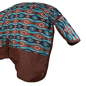 Showman Orange/Turquoise Southwest Print 1200D Turnout Horse Sheet (76)
