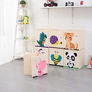 XINHONGYU Foldable Animal Fabric Toy Box Collapsible 13 Inch Cube Storage Bin/Cube/Chest/Basket/Organizer 13x13