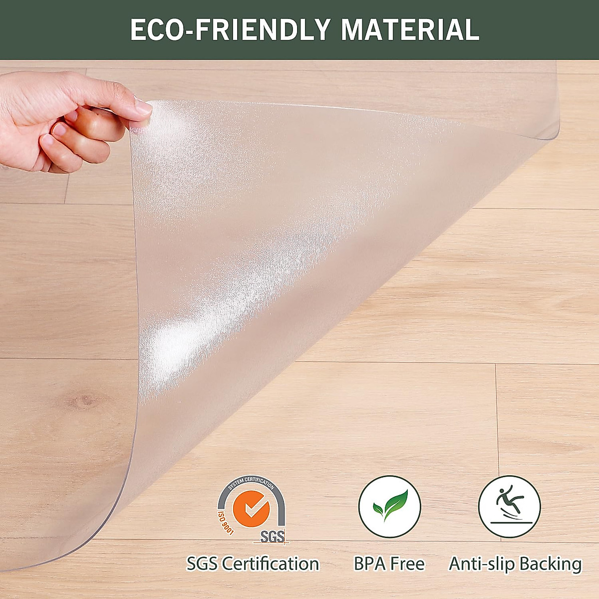 tixpol Area Rug for Living Room, 6'x9' Clear Area Rug for Dining Room, Protector Floor Mat for Home Office Laundry Dining Area, Non-Slip Waterproof Vinyl Area Rug for Kids Pet (Clear)