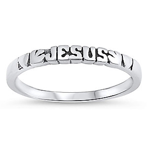 Oxidized Jesus Dove Heart Stacking Ring New .925 Sterling Silver Band Size 9