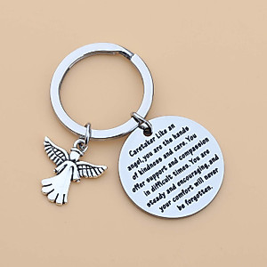 LQRI Caretakers Gift Caregivers Gift Caretaker Like An Angel You Are The Hands of Kindness and Care Keychain Babysitter Nanny Daycare Nurse Caretakers Thank You Gift (sliver)