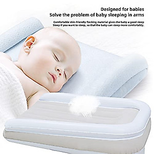 Fonkoufi Inflatable Toddler Travel Bed，Kids Travel Bed- Portable Baby Bed, Airplane Travel Essentials Kids，Toddler Air Mattress Suit for Economy Seats, Train, Car