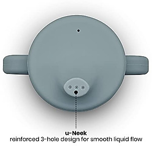 U-Neek baby Silicone Sippy Cup for Baby 6+ Months | Two Non Slip Handle Learner Cup for Toddlers | Transitional Training Cup for Baby Led Weaning and Independent Drinking 6.7oz | Baby Gift (Sea Blue)