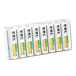 EBL Pack of 8 AA Batteries 2800mAh High Capacity Precharged Ni-MH AA Rechargeable Batteries