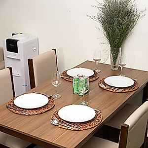 CENBOSS Round Woven Placemats (Brown Wash, 13.5" Set of 8)