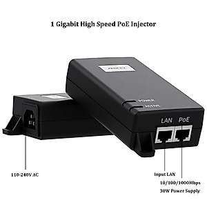 PROCET Gigabit PoE Injector 30W Wide Working Temperature -40°F to 149°F, IEEE802.3af/at/PoE+ 10/100/1000Mbps PoE Power Injector for IP Camera, Wireless AP, PoE IoT