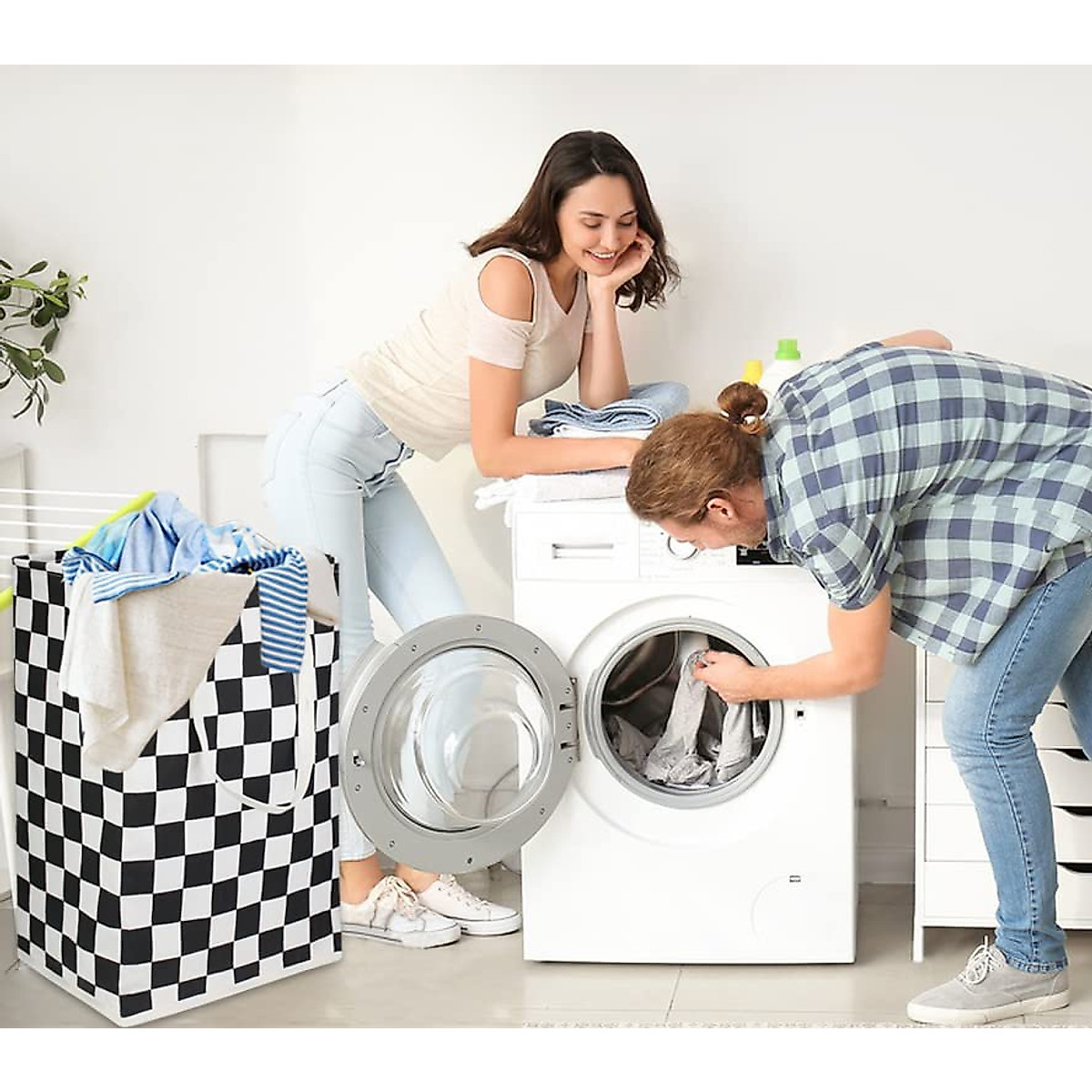 HIYAGON 75L Freestanding Laundry Basket,Large Collapsible Tall Clothes Hamper with Handles,Waterproof Toy Storage Bin for Boys and Girls,Baby Nursery(Racing flag)