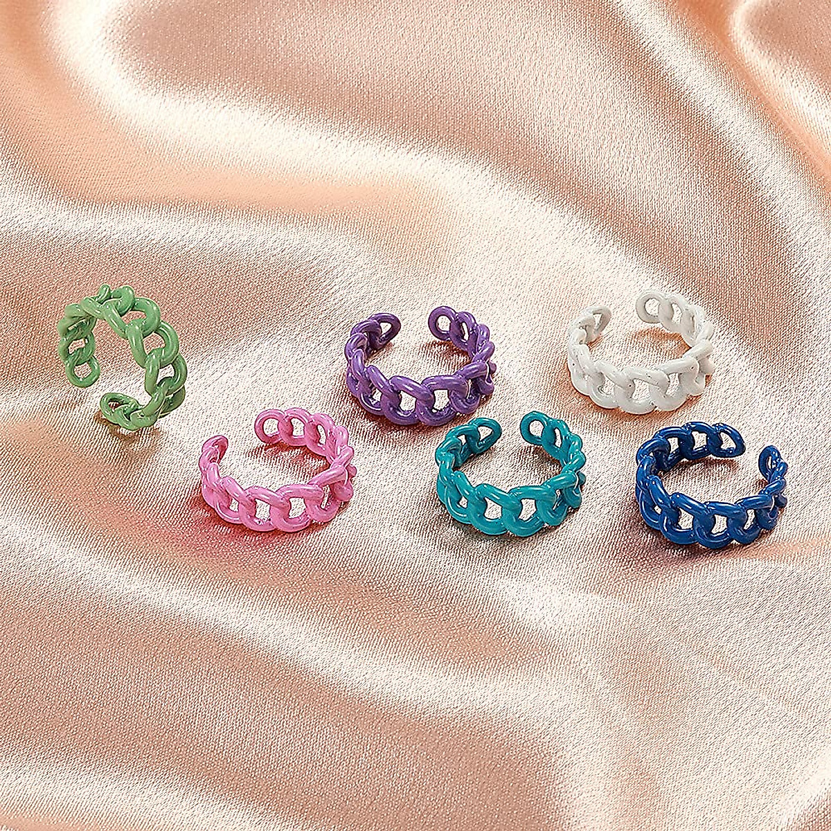Y2K Resin Rings Colorful for Women Teen Girls,Chunky Rings Ying Yang Trendy Smiley Face Flower Heart Enamel Rings,Aesthetic Statement Stackable Ring Set Rings Jewelry (GREEN)