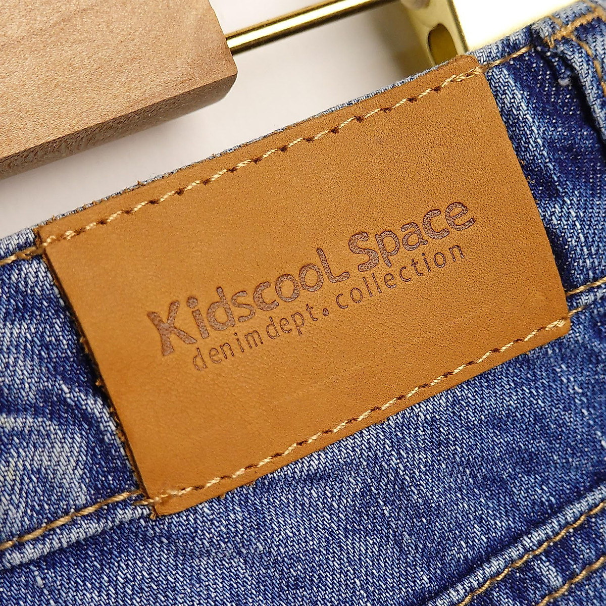 KIDSCOOL SPACE Baby Girl Boy Jeans,Little Kid Elastic Band Inside Ripped Denim Pants,Blue,18-24 Months