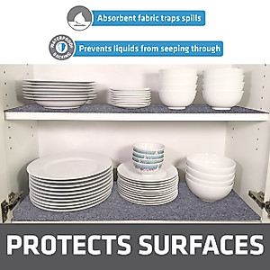 Drymate Premium Luxury Shelf & Drawer Liner, Thick Cushioned Fabric, Non-Adhesive, Absorbent, Waterproof, Slip-Resistant, Liners for Kitchen Cabinets, Cupboards (USA Made)(12”x59”)(2-Pack)(Light Grey)