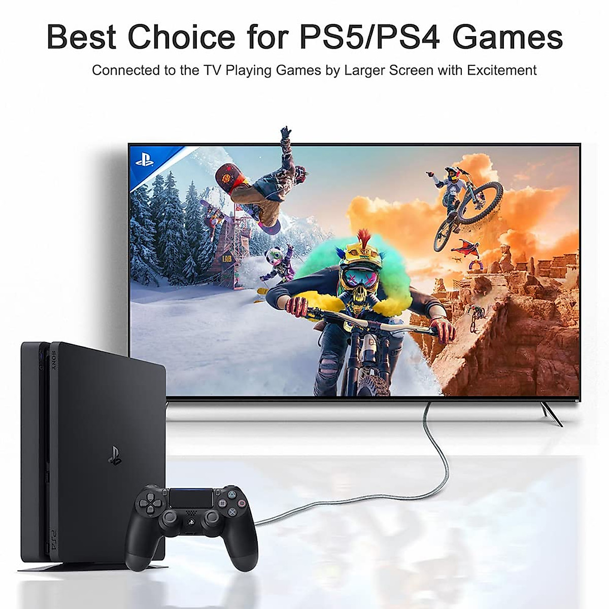 Cheges HDMI Cable 4K 60 Hz 20 ft, High Speed HDMI 2.0 Cables, 18Gbps, 4K @ 60Hz, Ultra HD, 2160P,1080P, ARC, 3D, HDCP 2.2 Cord Braided, for Laptop, Monitor, PS5, PS4, Xbox One, Fire TV